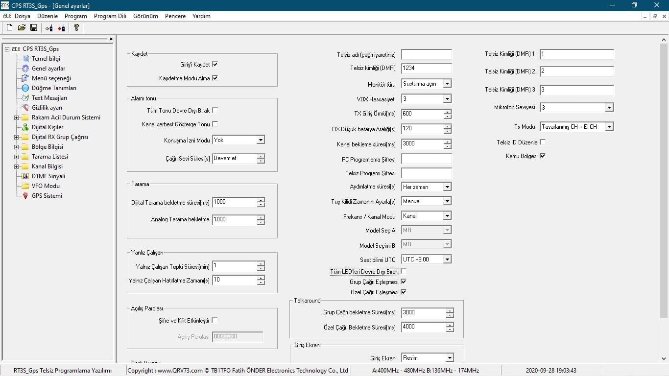 Retevis RT3S / GPS Programlama Yazılımı Türkçe – QRV73!